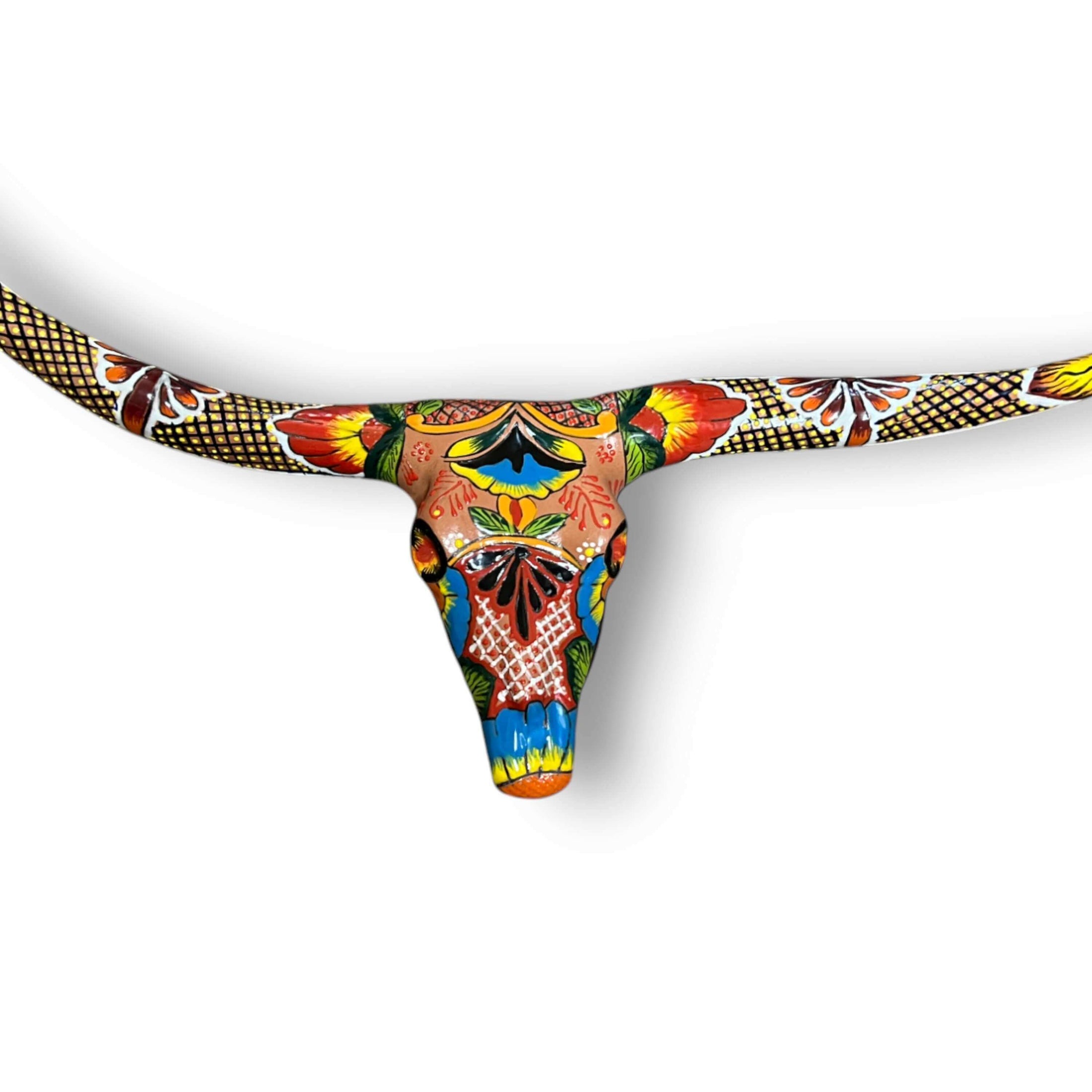 Hand-Painted Talavera Longhorn Skull | Handmade Mexican Art