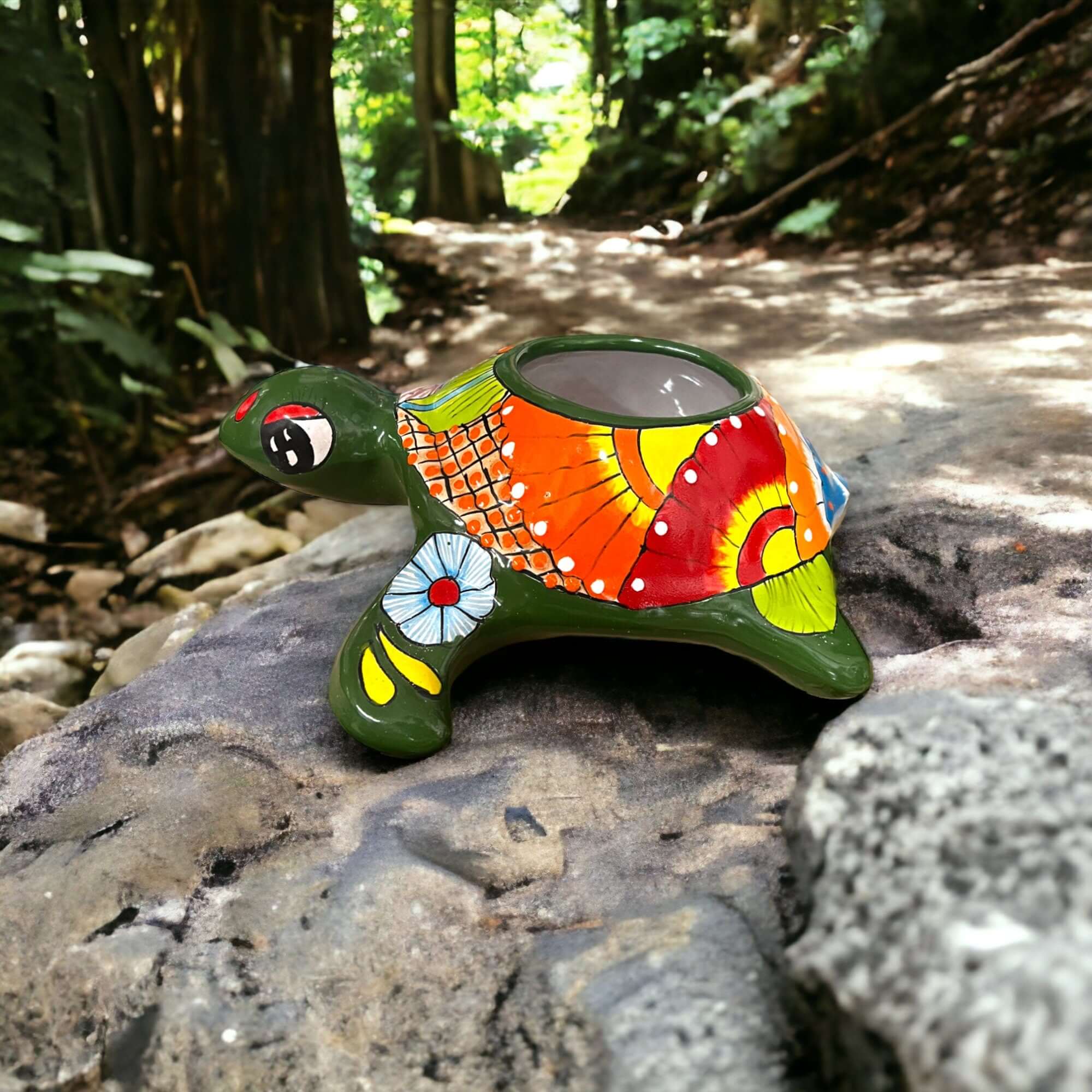 Small Talavera Sea Turtle Planter - Hand-Painted Artistry