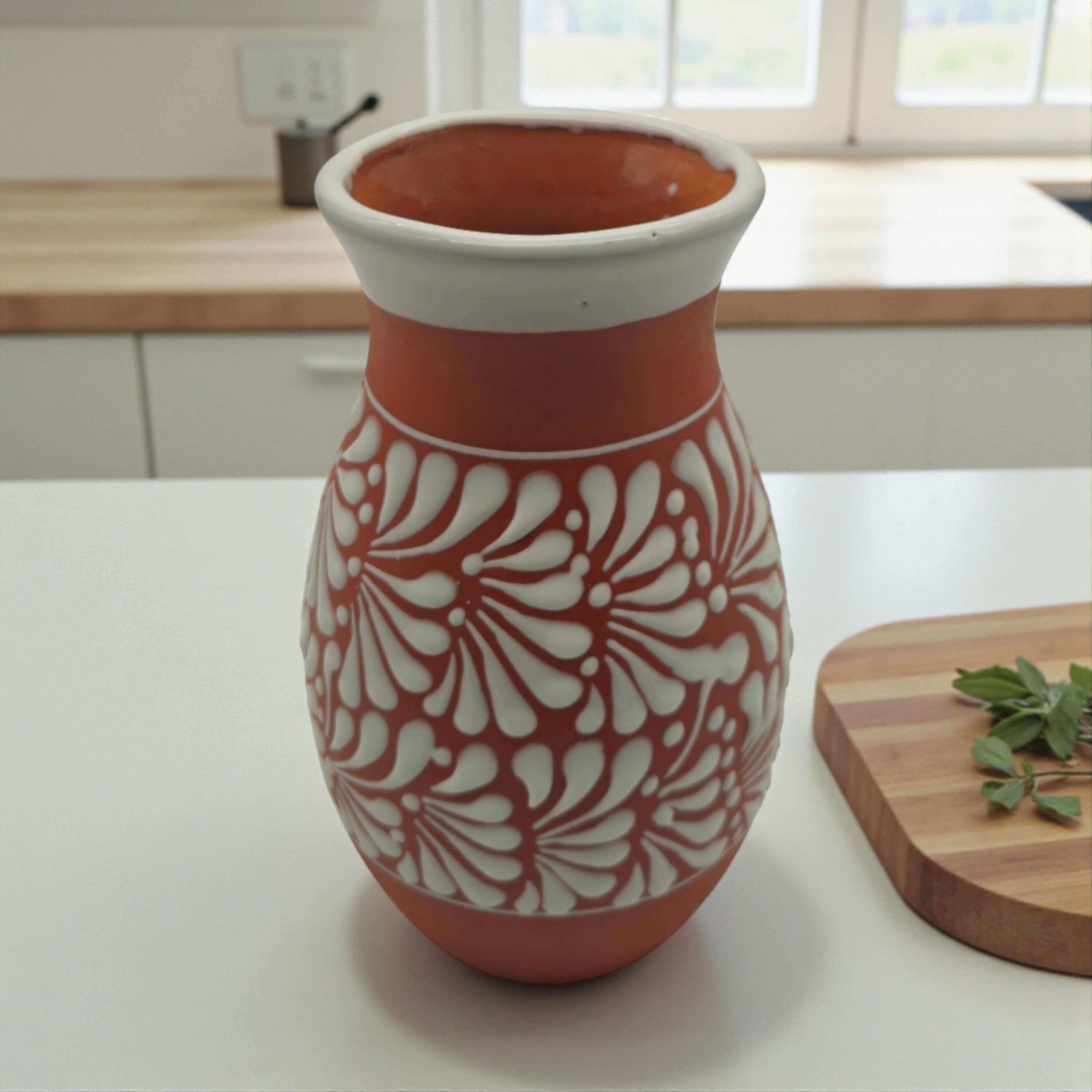 Hand-Painted Talavera Terracotta Vase | Mexican Pot